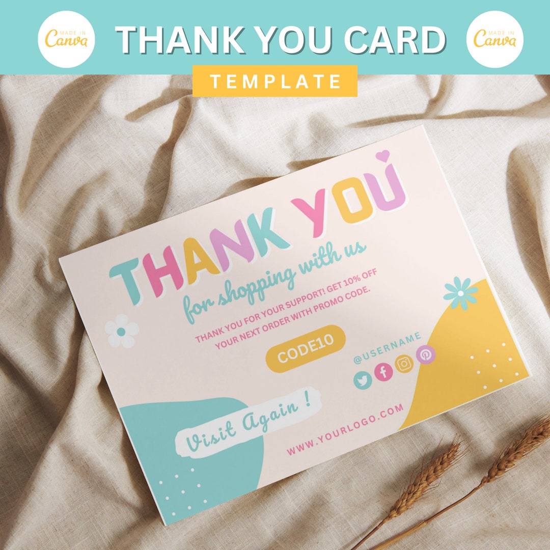 Colorful Thank You & Order Card Template - Small Business Branding ...