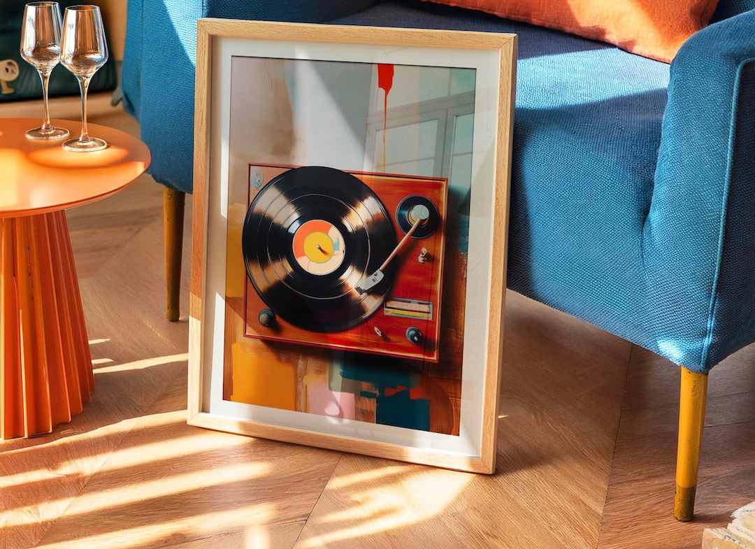 Retro Vinyl Record Player Digital Art Print - Vintage Music Lover Wall ...