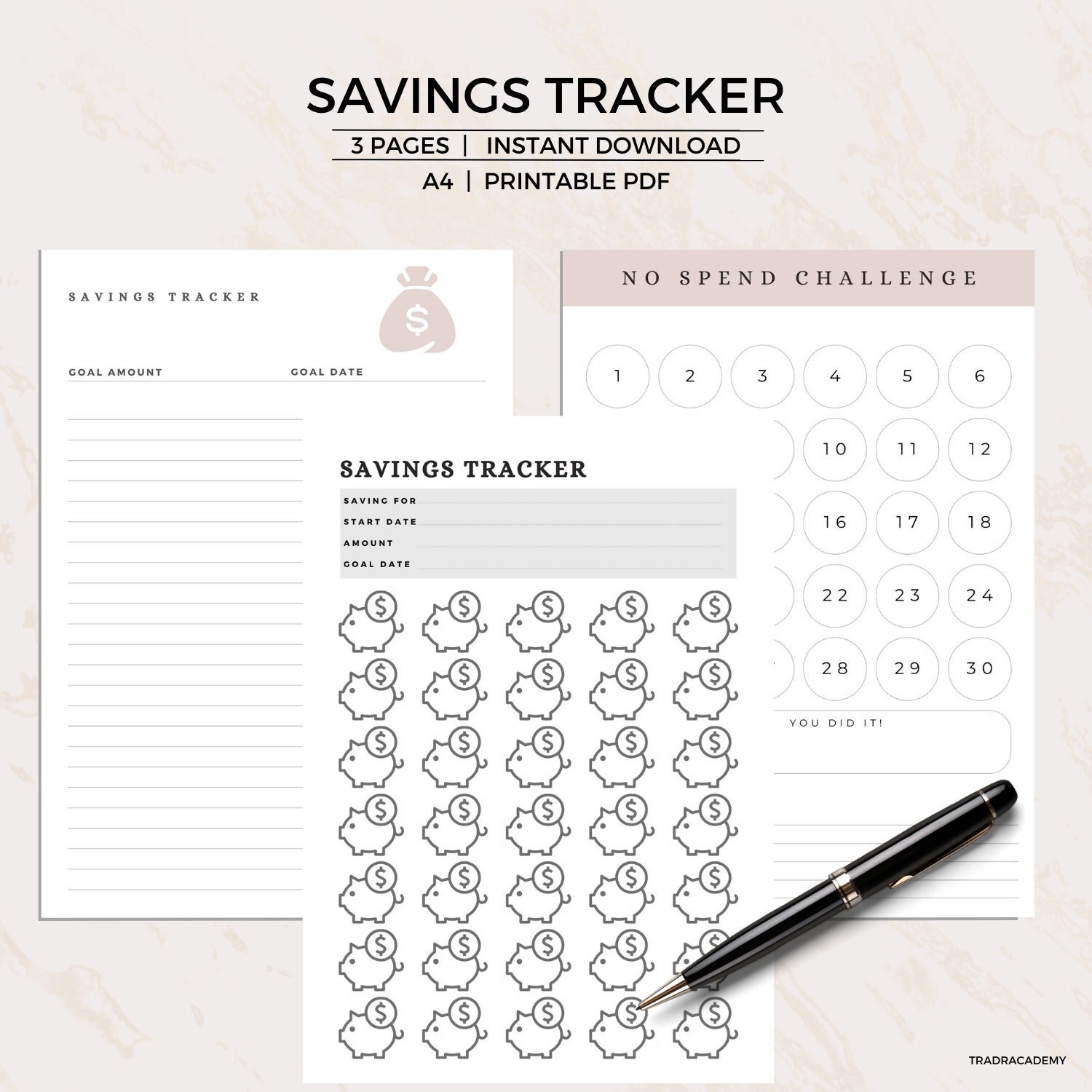 Printable Savings Tracker Sheets Savings Challenge Savings Tracker ...
