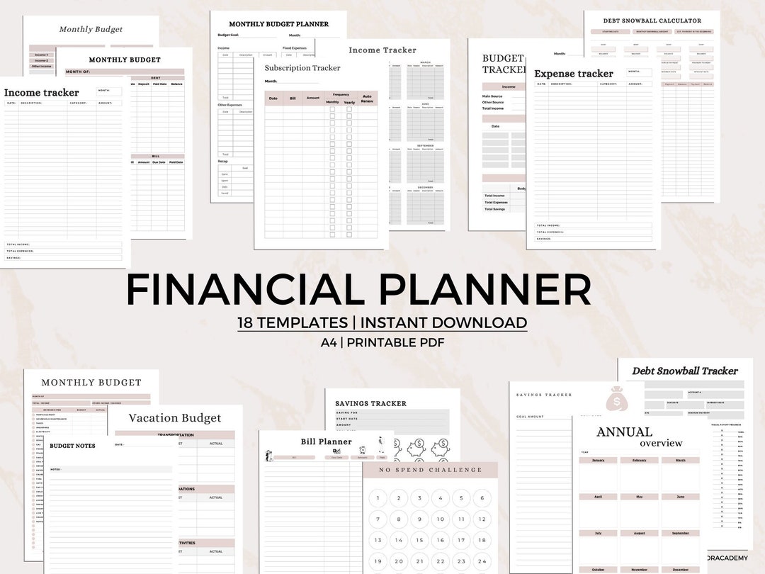 Financial Planner Printable Budget Planner Finance Savings Tracker ...