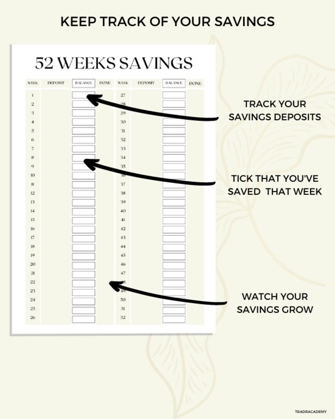 52 Week Savings Challenge printable PDF, Savings Challenge, 52 Week ...