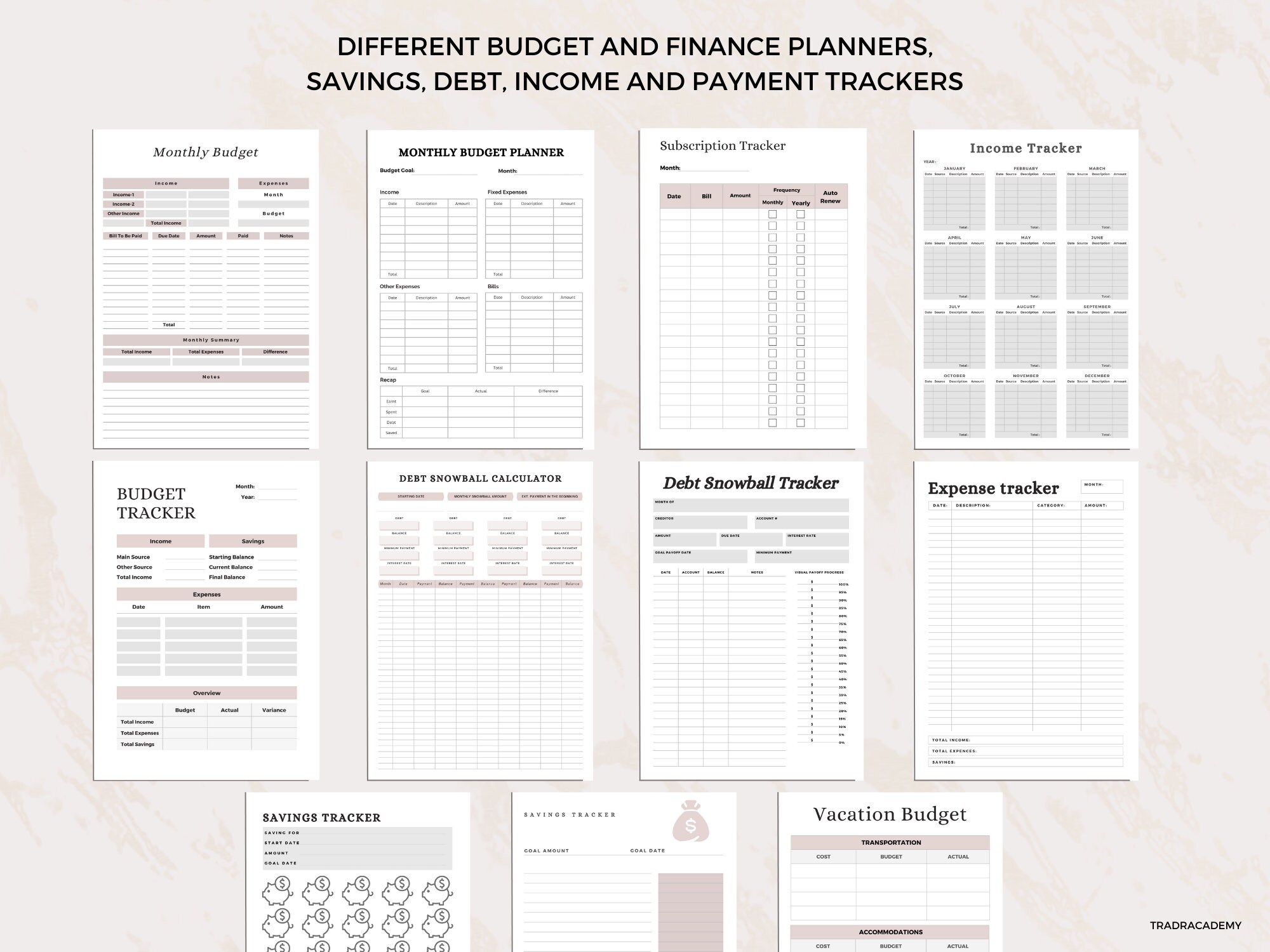 Financial Planner Printable Budget Planner Finance Savings Tracker ...