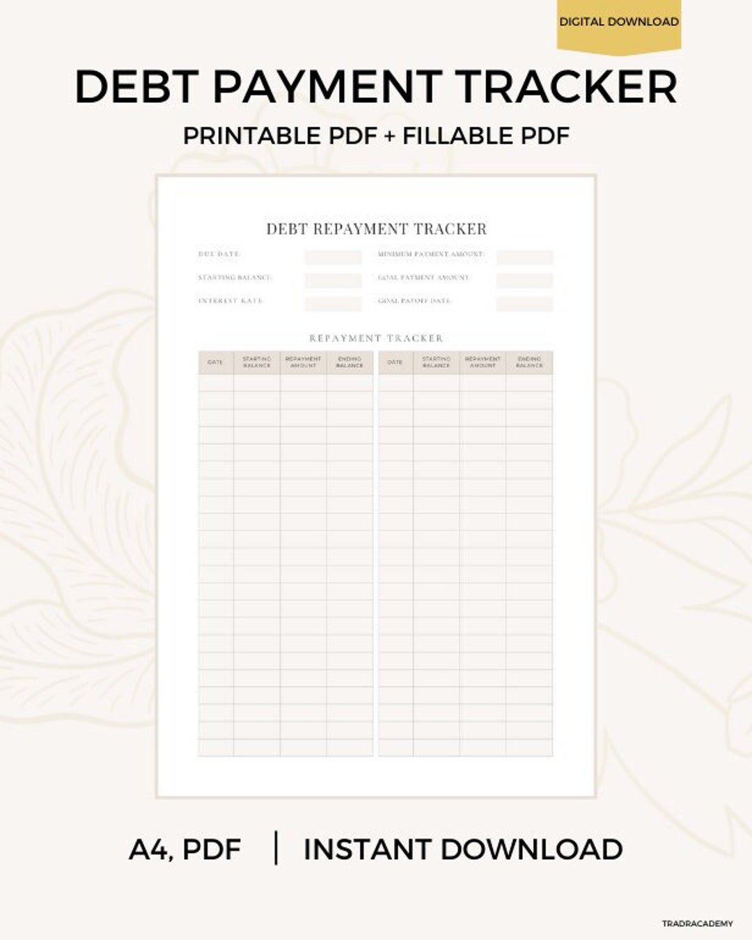 Debt Payment Tracker Printable , Debt Tracker Printable, Debt Snowball ...