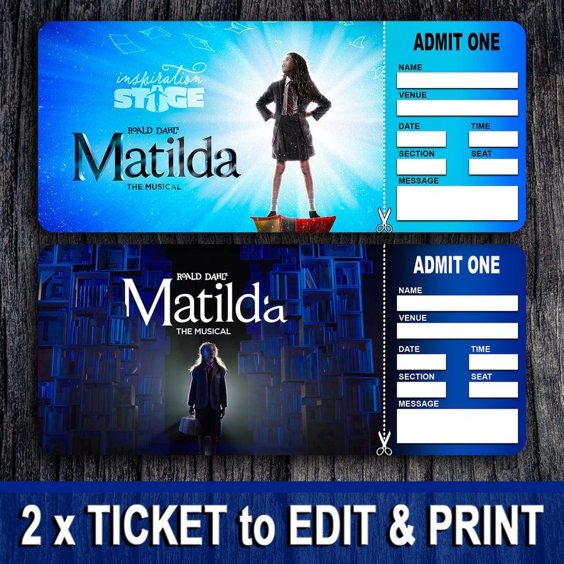 Matilda Printable Broadway West End Surprise Tickets, Matilda Musical ...