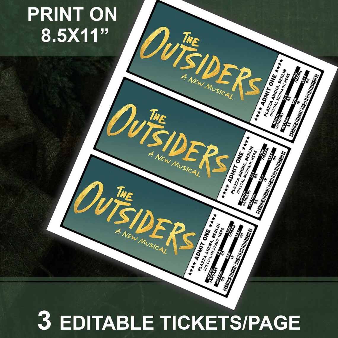 Printable the Outsiders Broadway Surprise Ticket, the Outsiders the ...