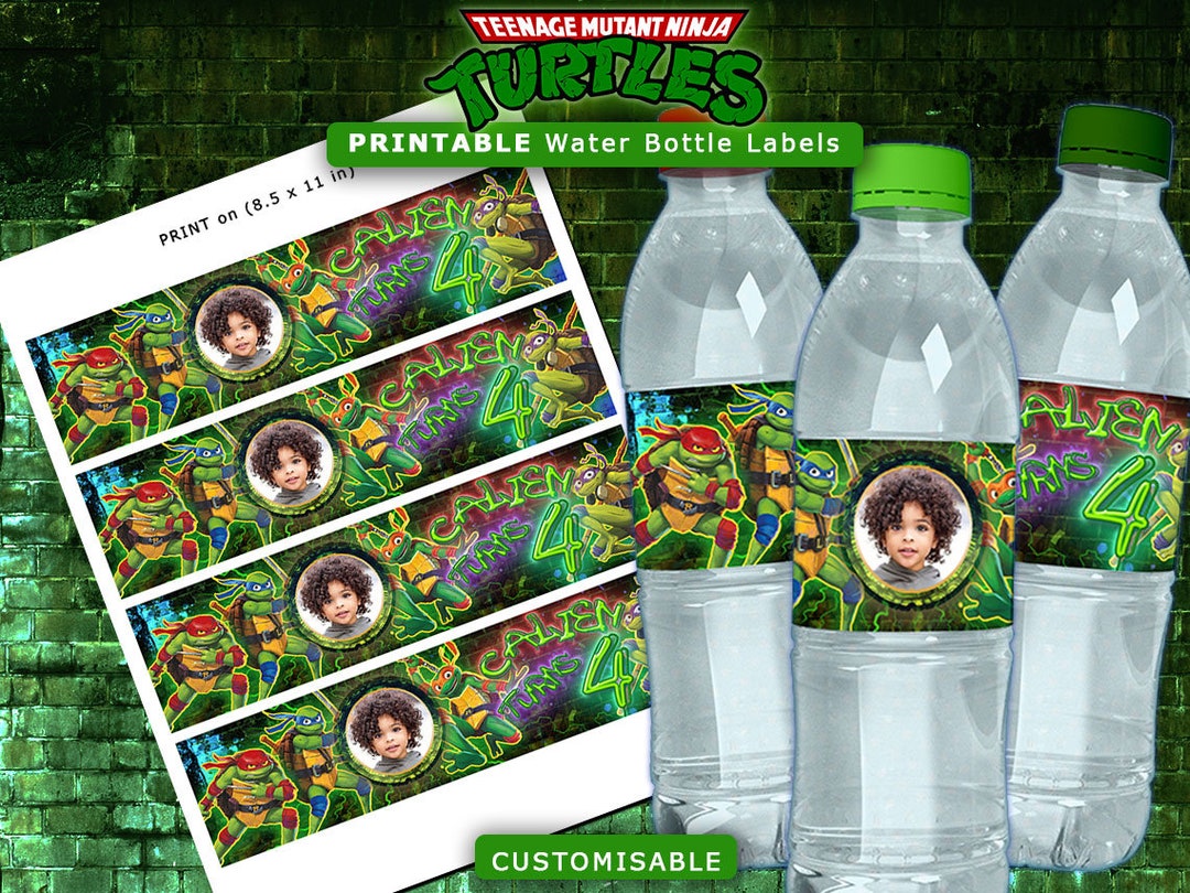 Teenage Mutant Ninja Turtle Water Bottle Personalized Labels - Etsy