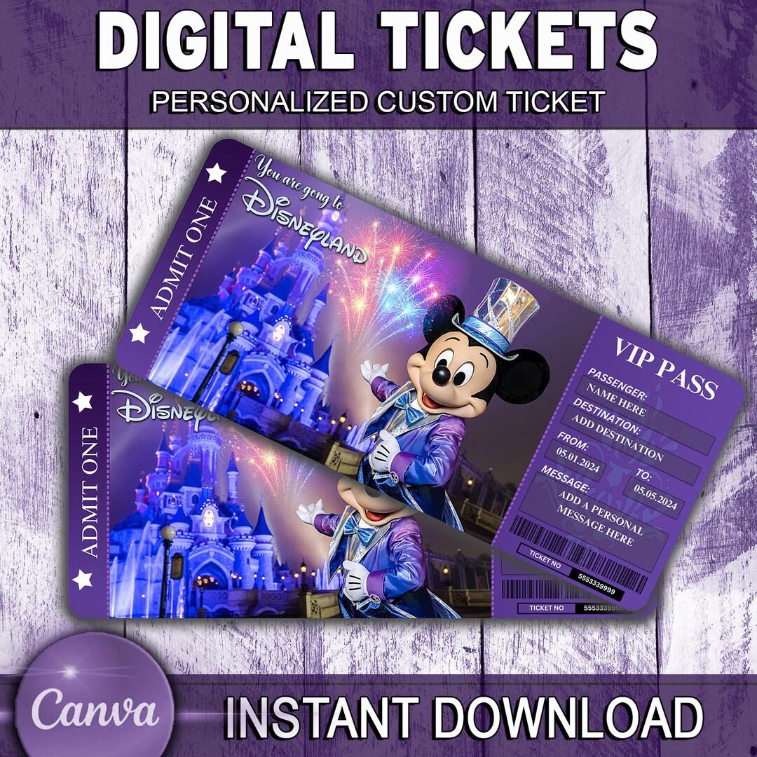 Personalized Disneyworld Ticket Theme Park Surprise Ticket, Gift Reveal ...