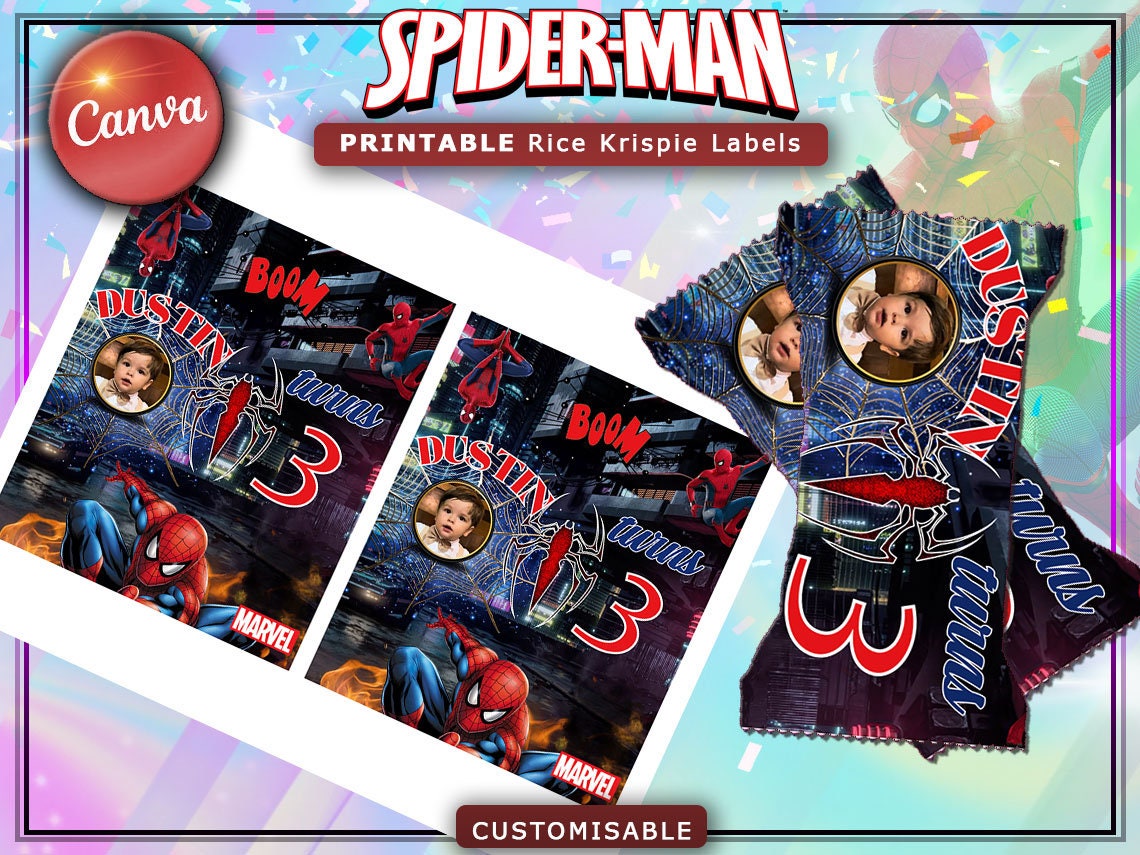 Labels for Spiderman Rice Krispie Customized Labels With Picture Rice ...