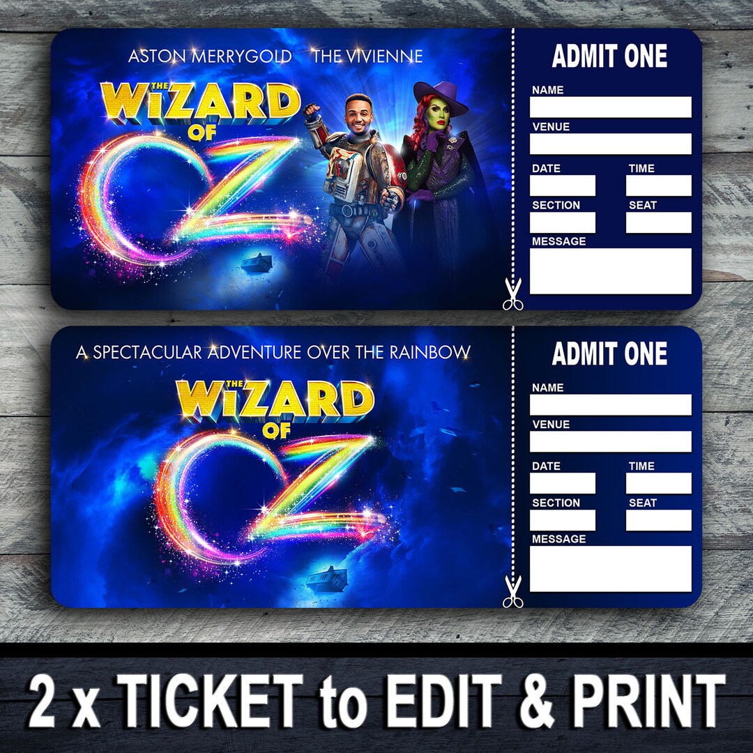 Printable the Wizard of Oz Broadway Surprise Ticket, Wizard of Oz ...