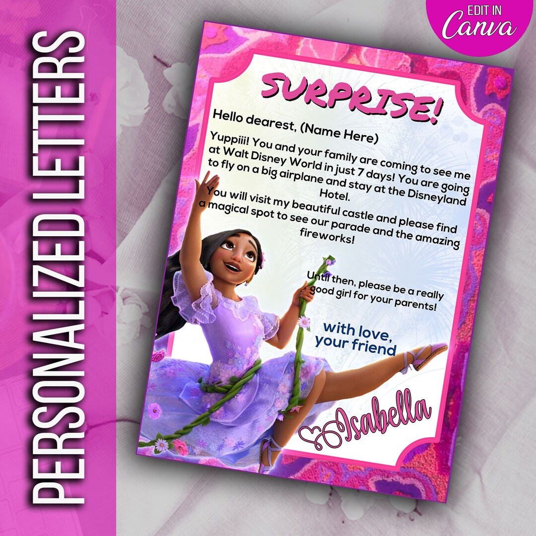 Letter From ISABELLA Encanto, Trip Reveal, Customize and Print ...