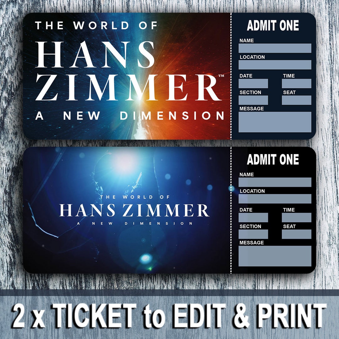 Hans Zimmer Souvenir Concert Ticket, Hans Zimmer Gifts, Hans Zimmer ...