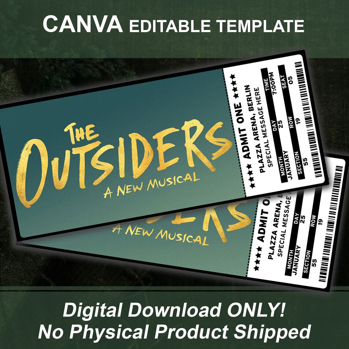 Printable the Outsiders Broadway Surprise Ticket, the Outsiders the ...