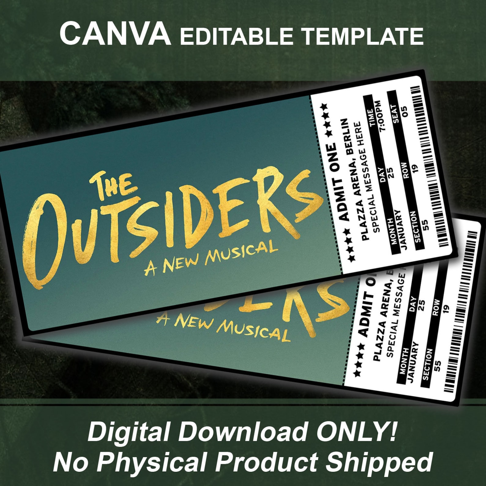 Printable the Outsiders Broadway Surprise Ticket, the Outsiders the ...