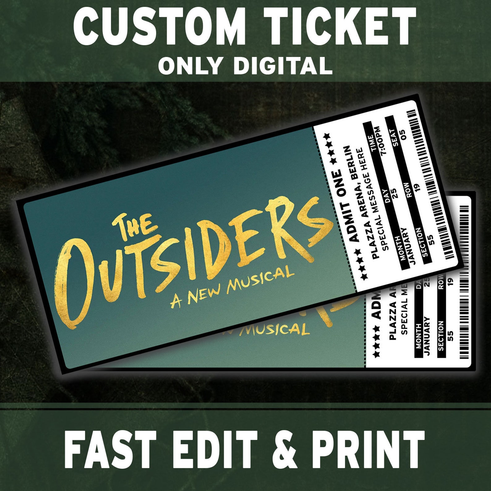 Printable the Outsiders Broadway Surprise Ticket, the Outsiders the ...