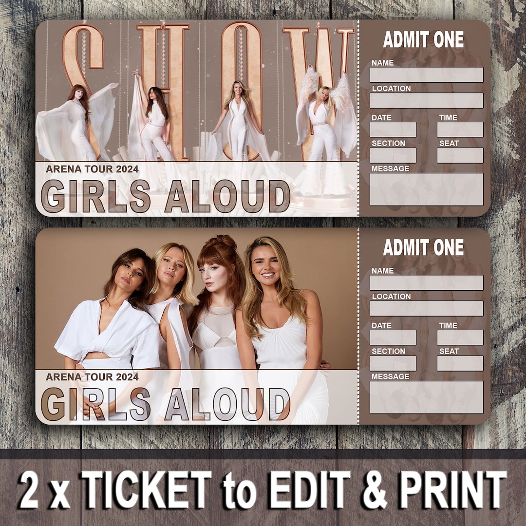 Girls Aloud Printable Surprise Tickets, Girls Aloud Concert Music ...