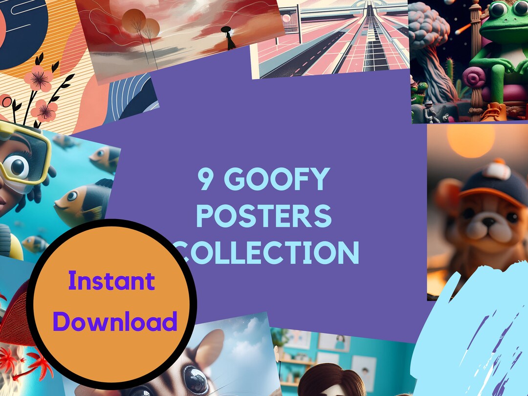 Printable Funny Goofy Collection Digital Poster Download for Kids and ...