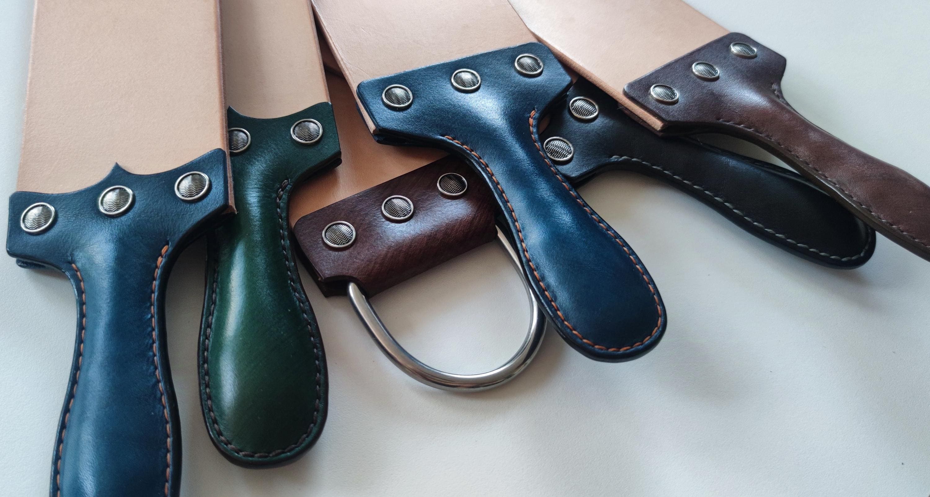 Straight Razor Blue Strop 7 Cm, Unique Custom Handmade Straight Razor ...