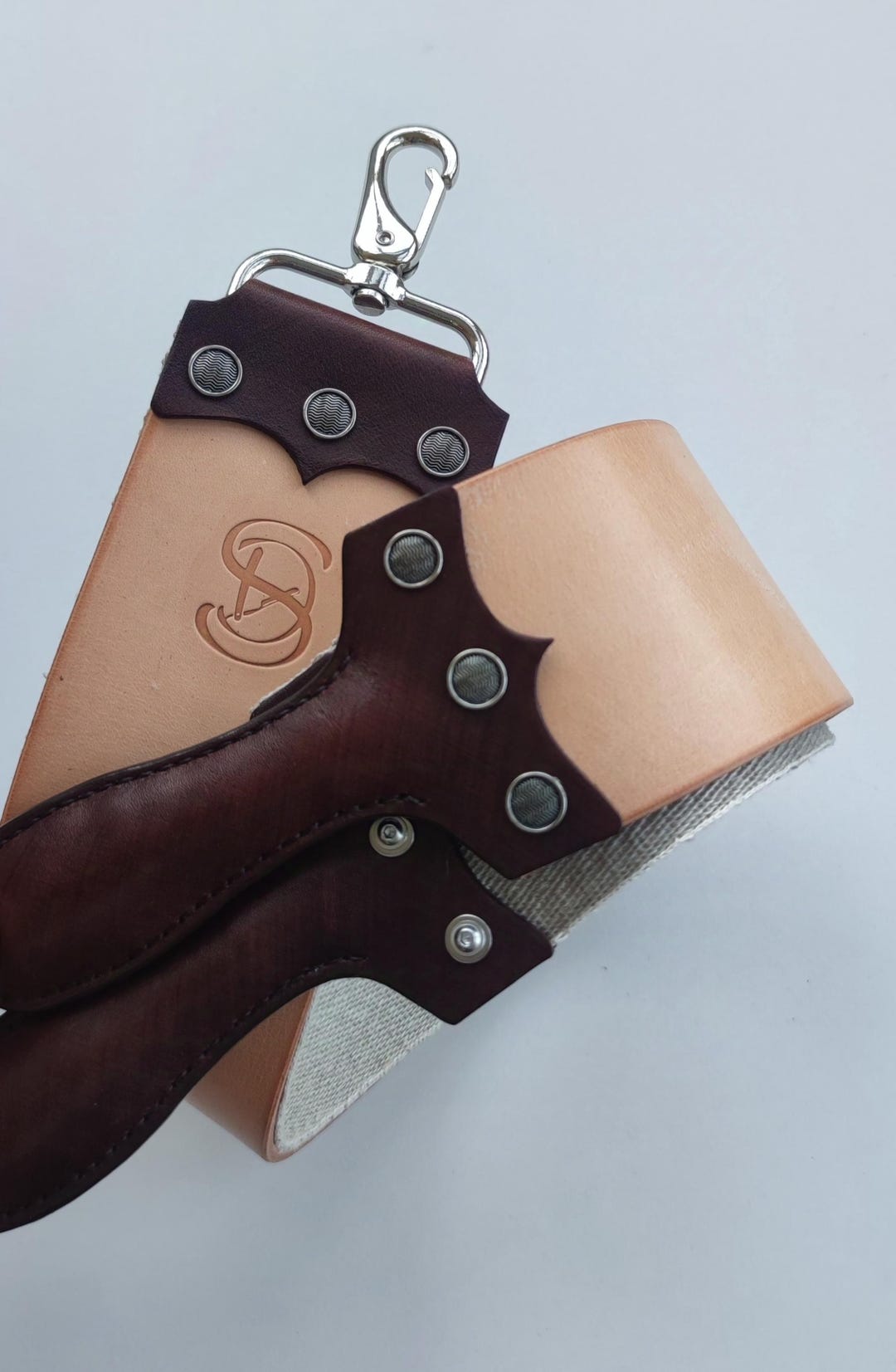 Straight Razor Brown Strop With Flax Linen 7 Cm Hand-sewn Handle ...