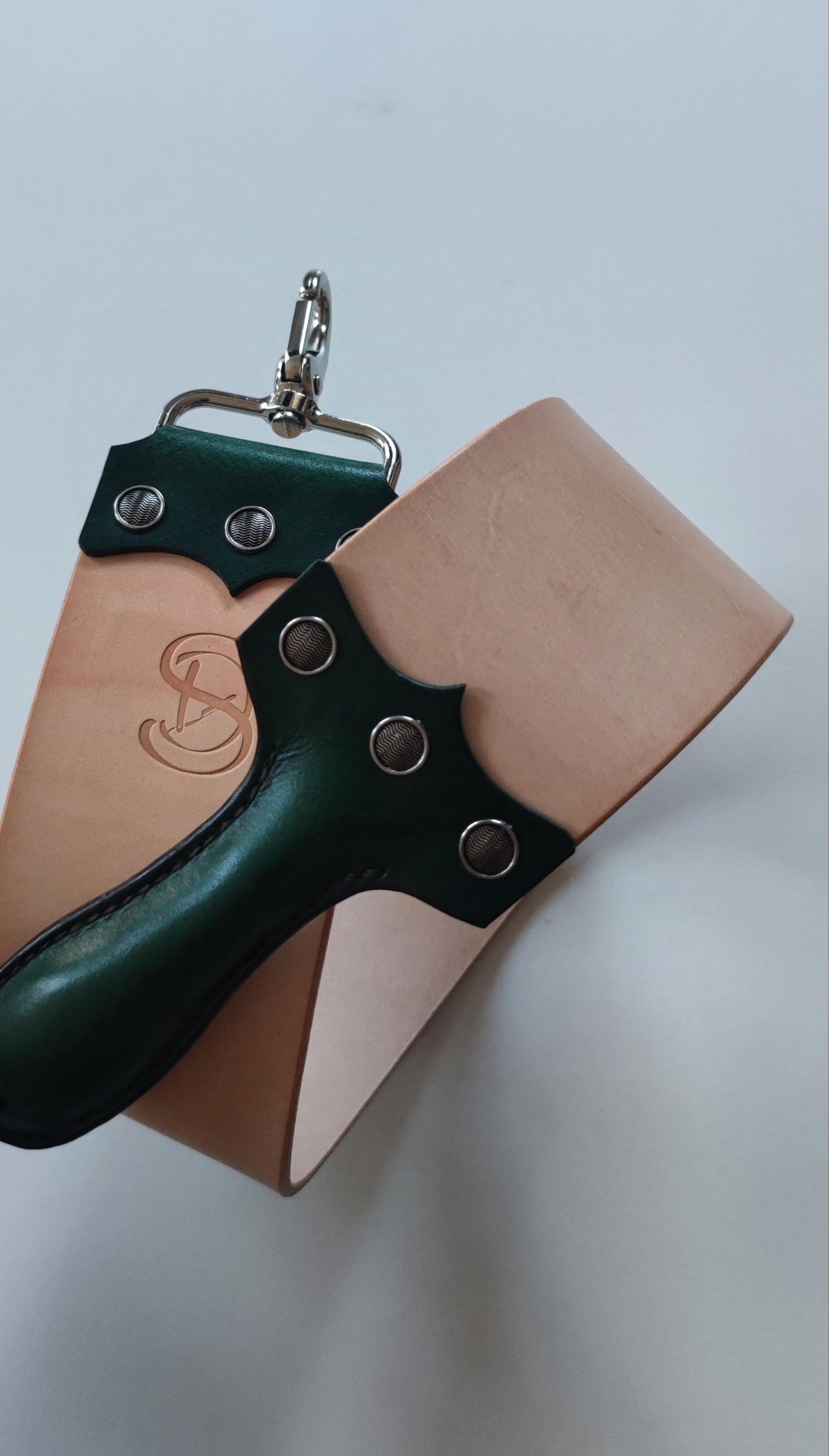 Straight Razor Blue Strop 7 Cm, Unique Custom Handmade Straight Razor ...