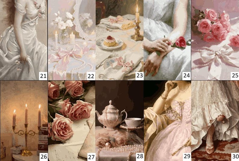 Coquette Paint by Number Bundle | 50 Digital Coloring Pages for Adults ...