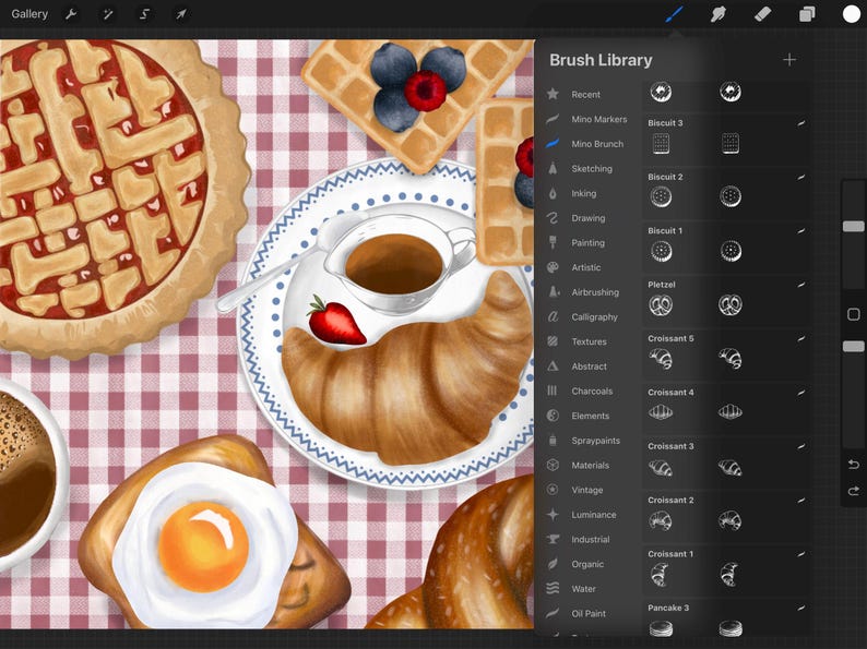 Brunch Procreate Brush Set: 120 Food Stamps & Textures (digital ...