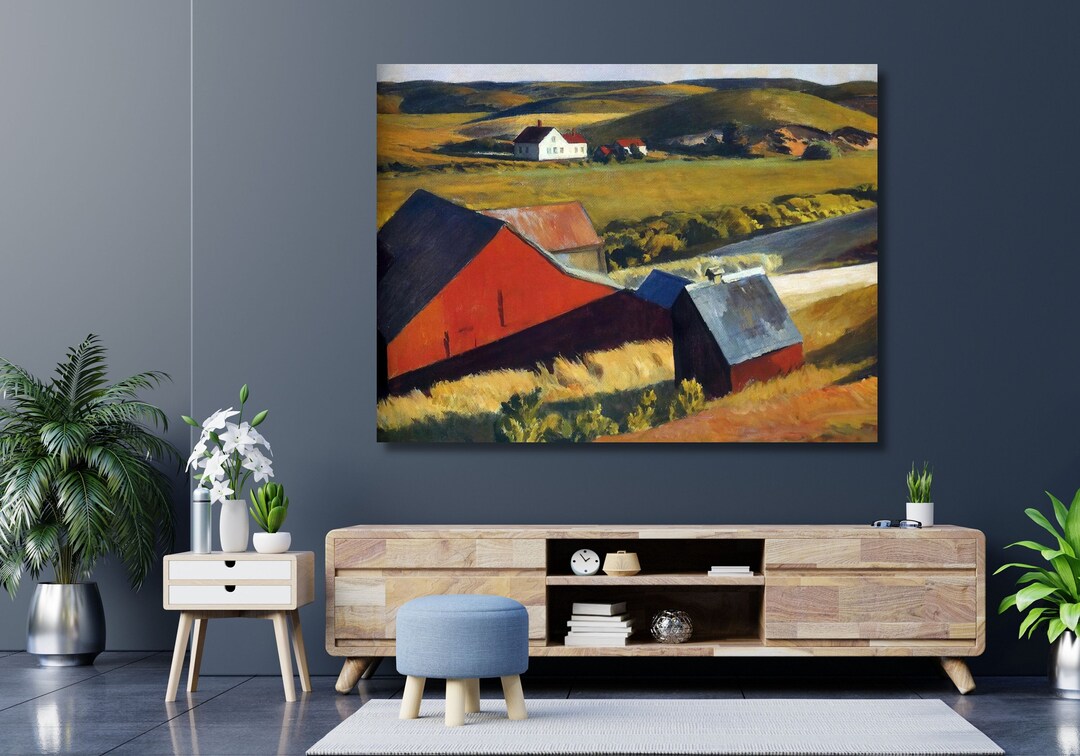 Cobbs Barns and Distant Houses by Edward Hopper Canvas Wall Art,hopper ...
