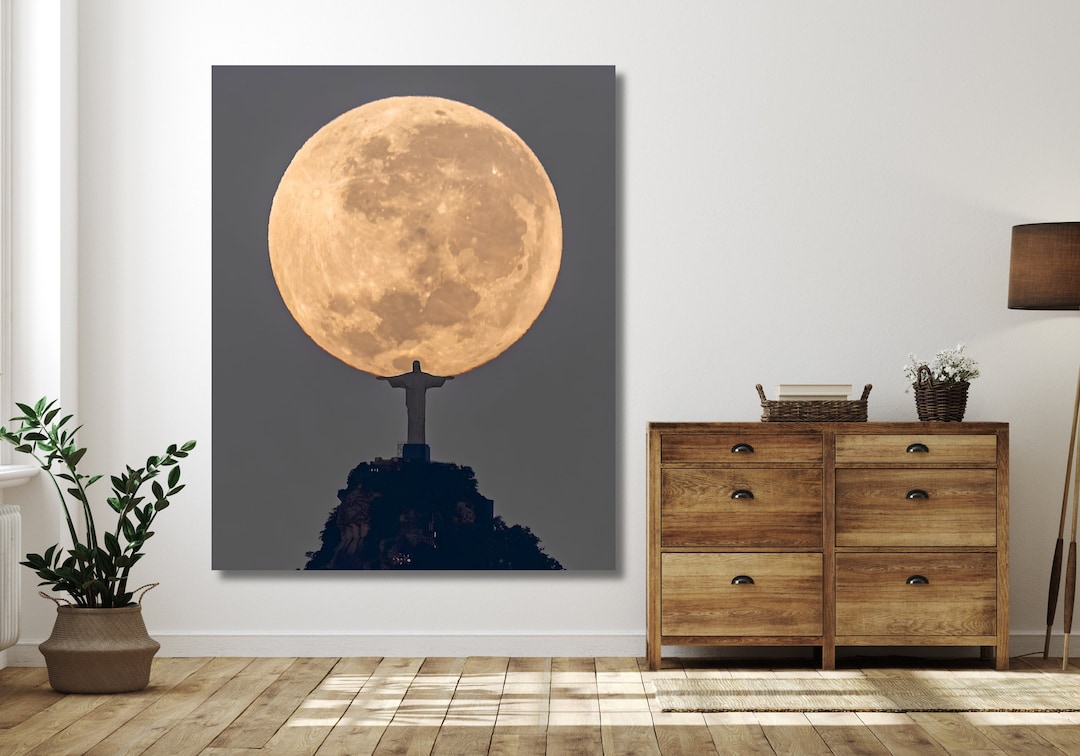 The Full Moon Embraces Christ the Saviour Canvas Wall Art,print Design ...