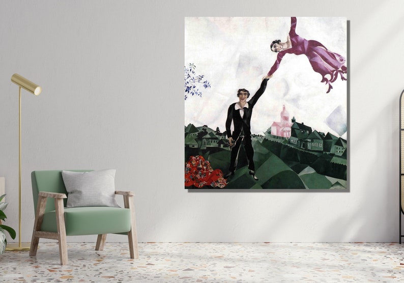 The Promenade by Marc Chagall Canvas Poster, Cubism Print Wall Art ...