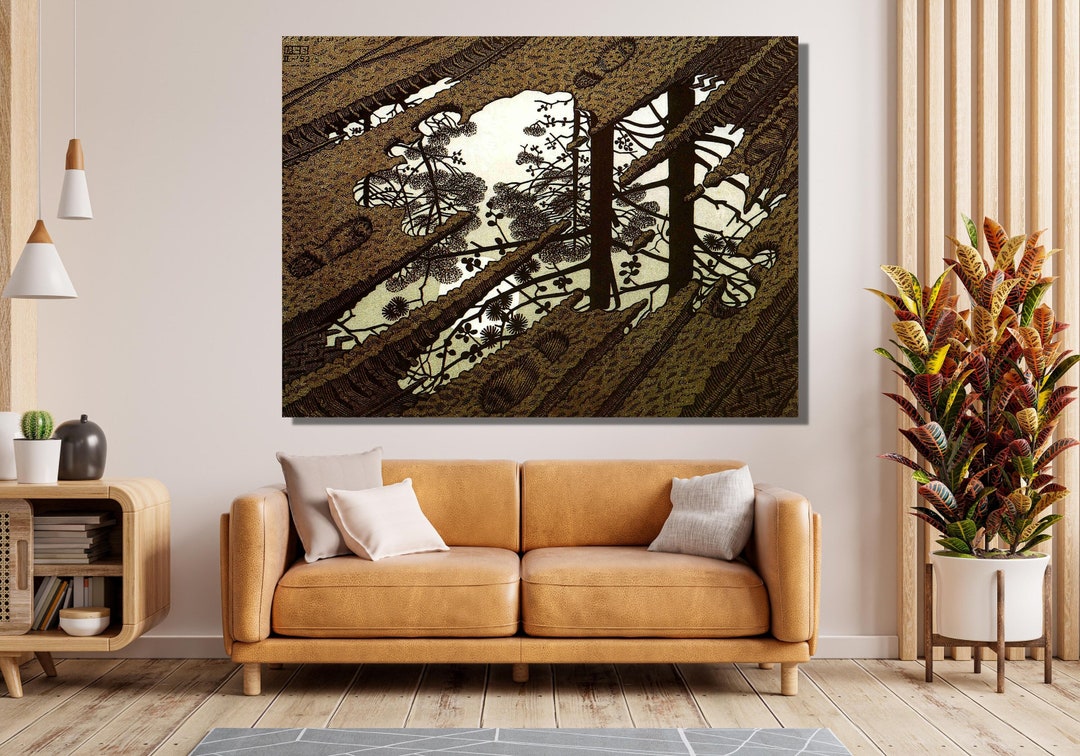 Puddle by Maurits Cornelis Escher Canvas Poster,op Art Wall Print ...
