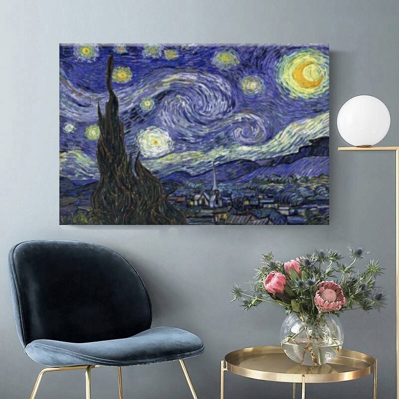 Vincent Van Gogh's the Starry Night Canvas Wall Art Design, Poster ...