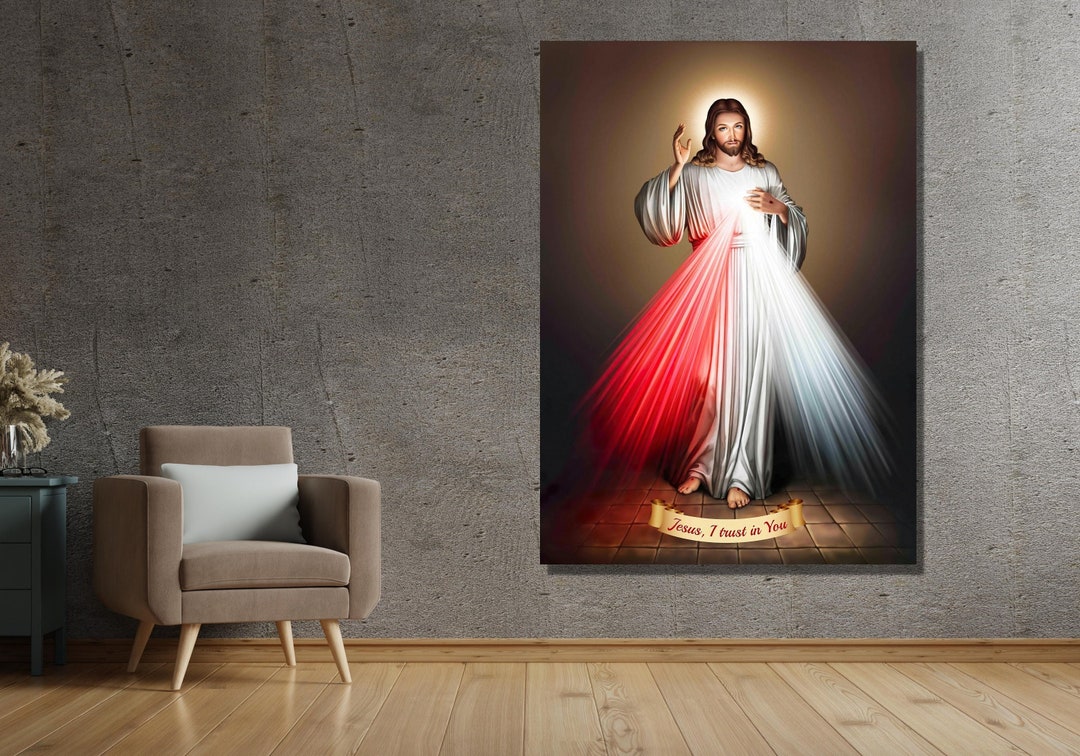 Jesus Divine Mercy I Trust in You Canvas Poster, Christ Portrait Print ...