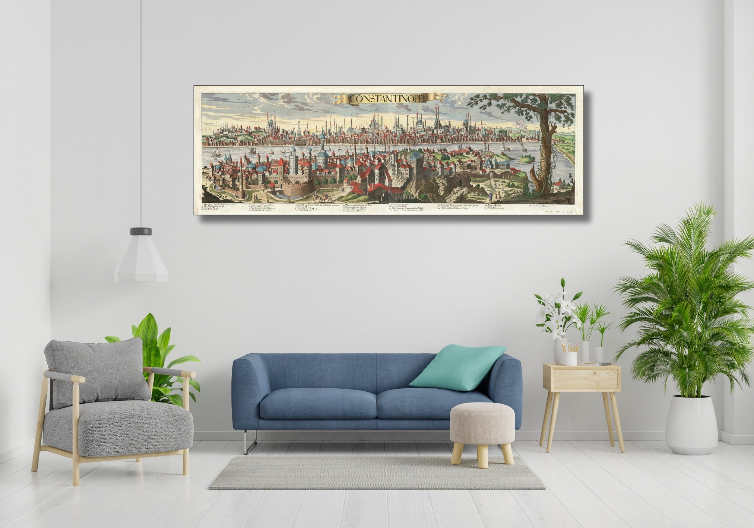 Pictorial Map of Constantinople Canvas Wall Art Design Istanbul Print ...