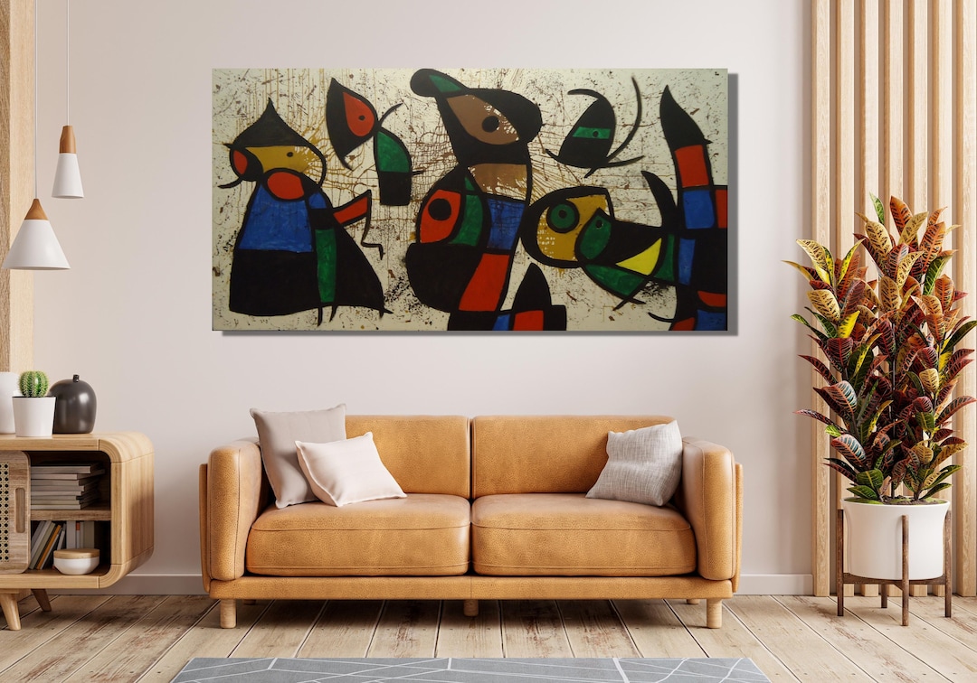 Personnages Oiseaux Canvas Poster,joan Miro Canvas Print Wall Art ...