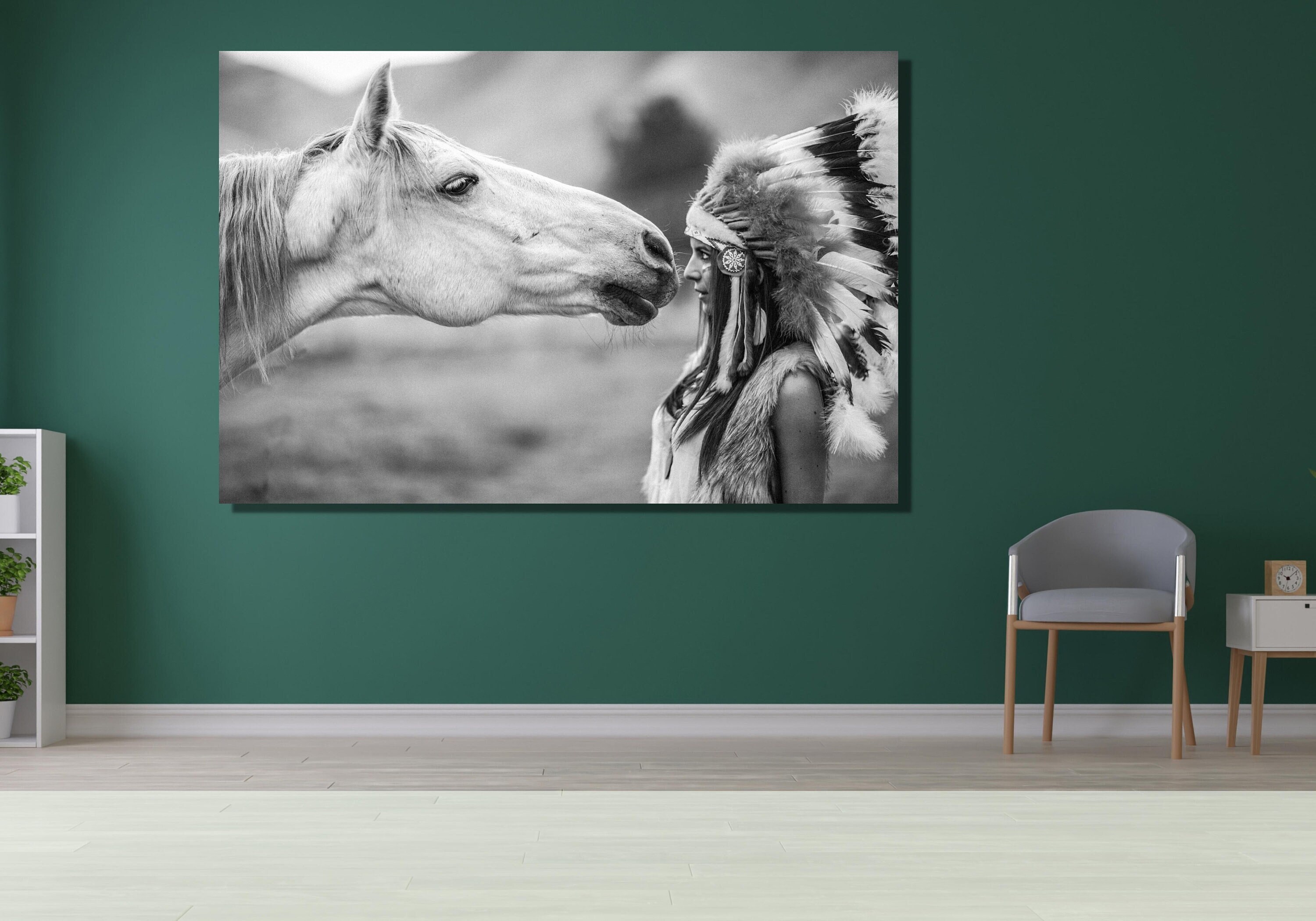 American Indian Print,native Indian Woman Poster Canvas Wall Art Design ...