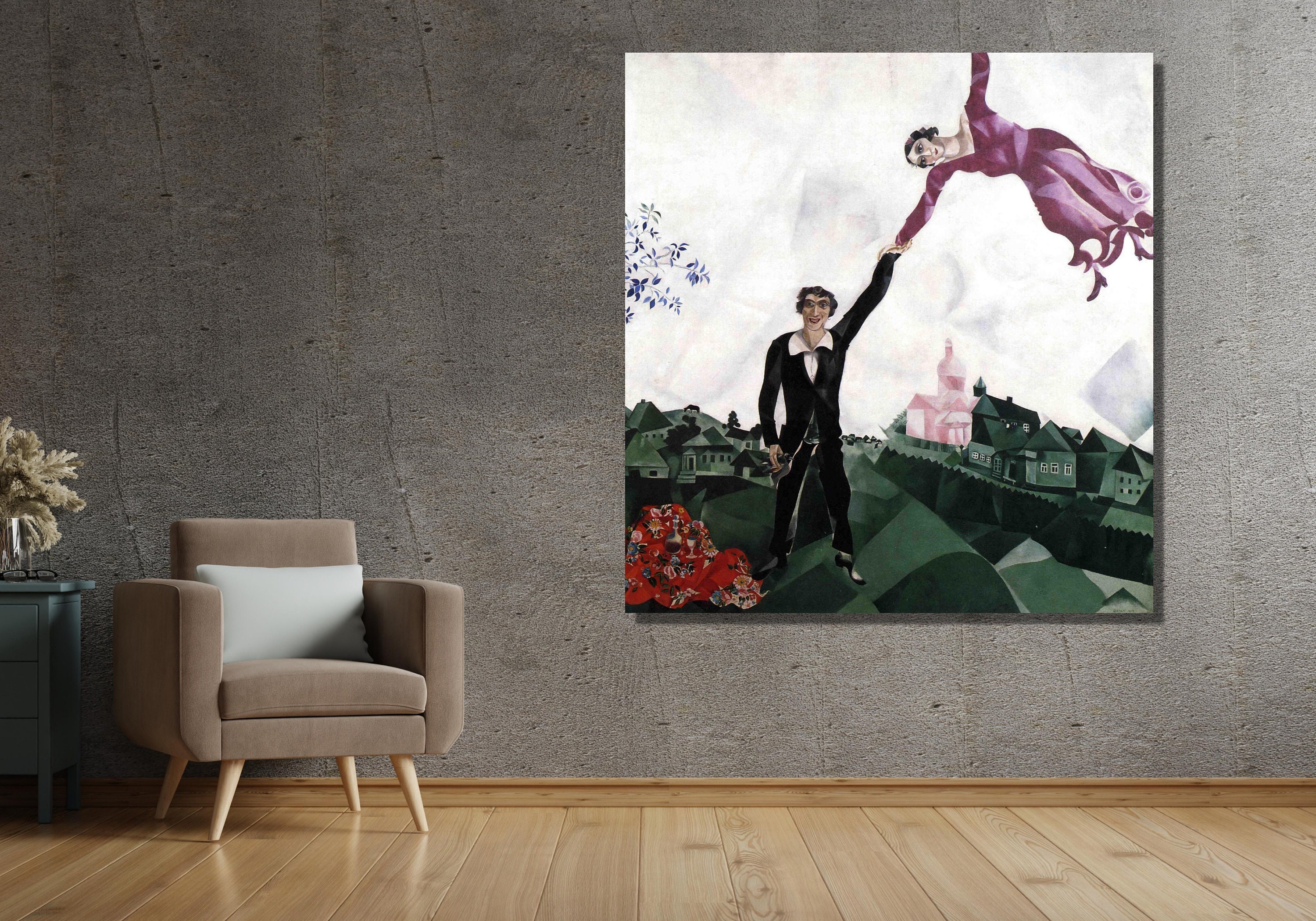 The Promenade by Marc Chagall Canvas Poster, Cubism Print Wall Art ...