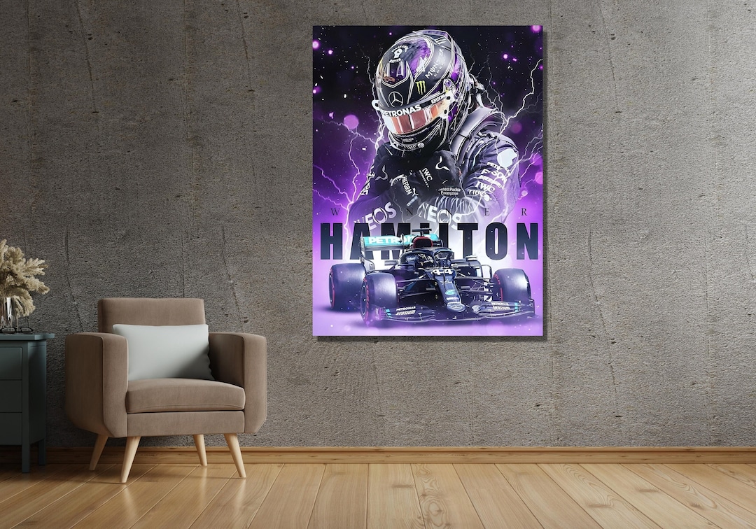 Lewis Hamilton Print, Lewis Hamilton Canvas Wall Art Design Poster ...