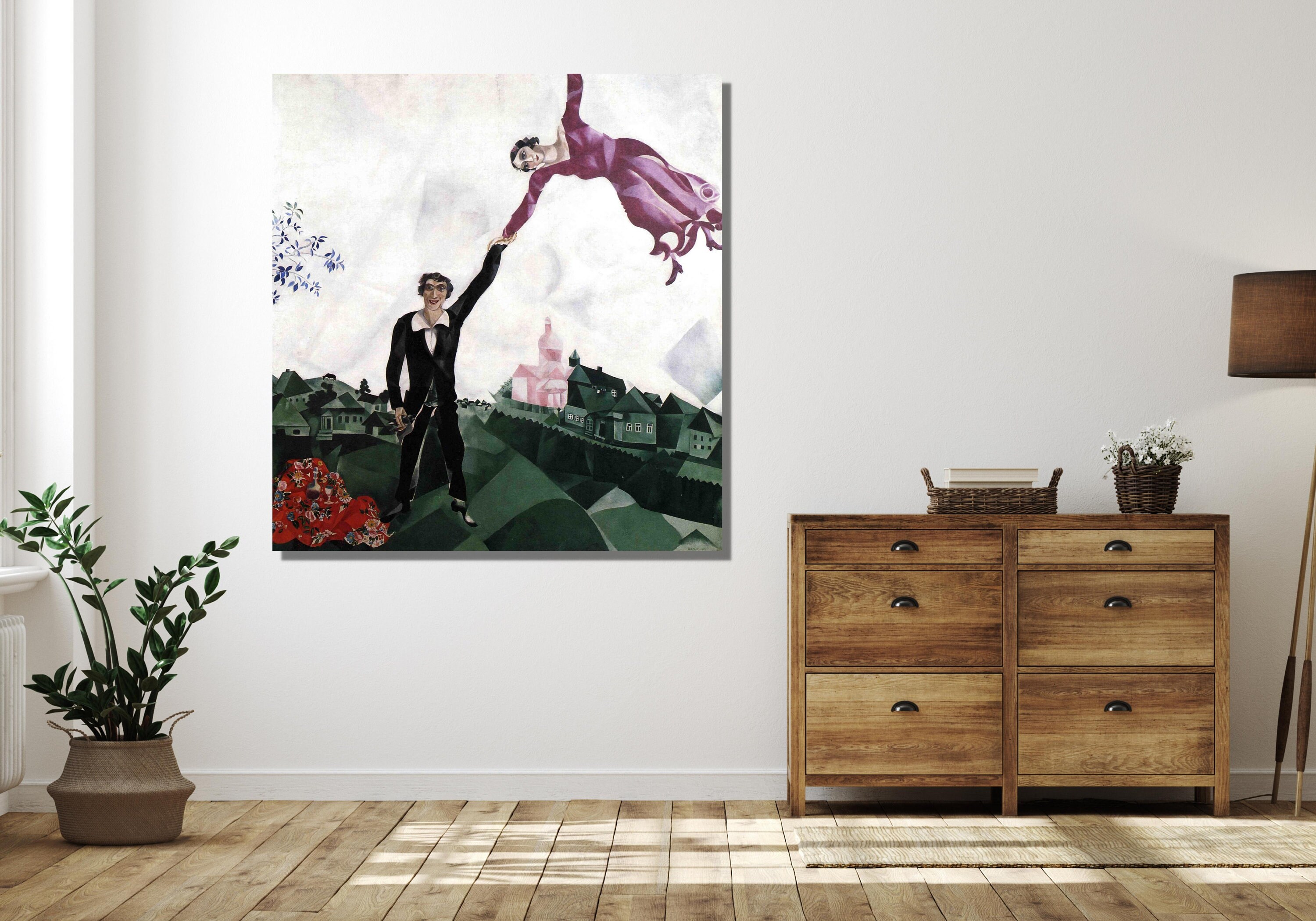 The Promenade by Marc Chagall Canvas Poster, Cubism Print Wall Art ...