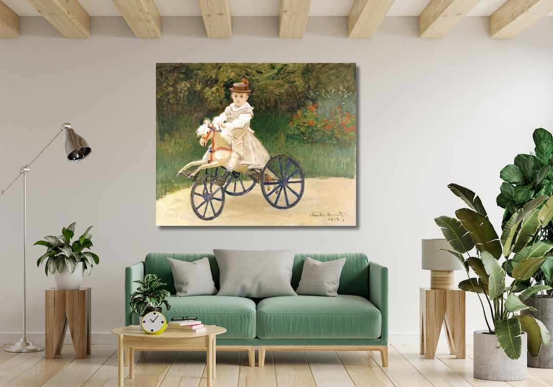 Jean Monet on His Hobby Horse by Claude Monet Canvas Wall Art Print ...