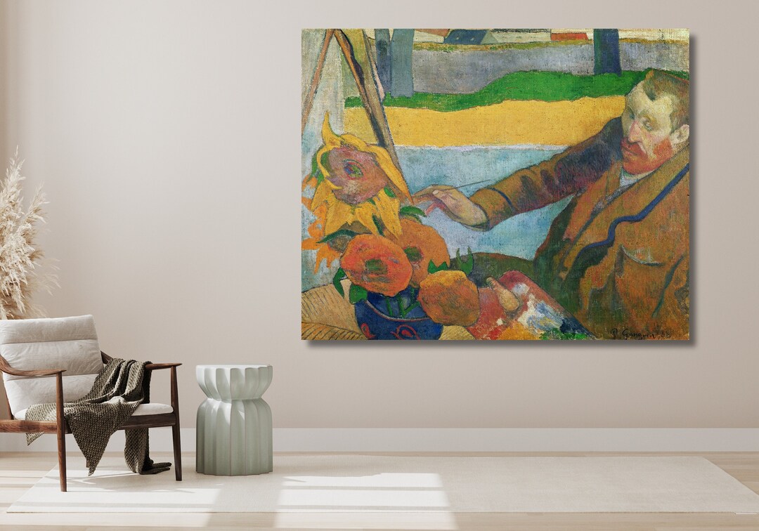 Van Gogh Painting Sunflowers by Paul Gauguin Canvas Wall Art ...