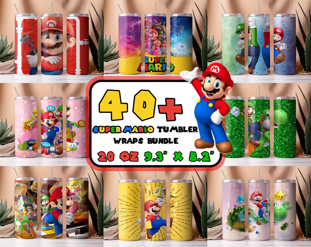 40 Super Mario Tumbler Wrap Bundle 20 Oz Mario Bros PNG Image ...
