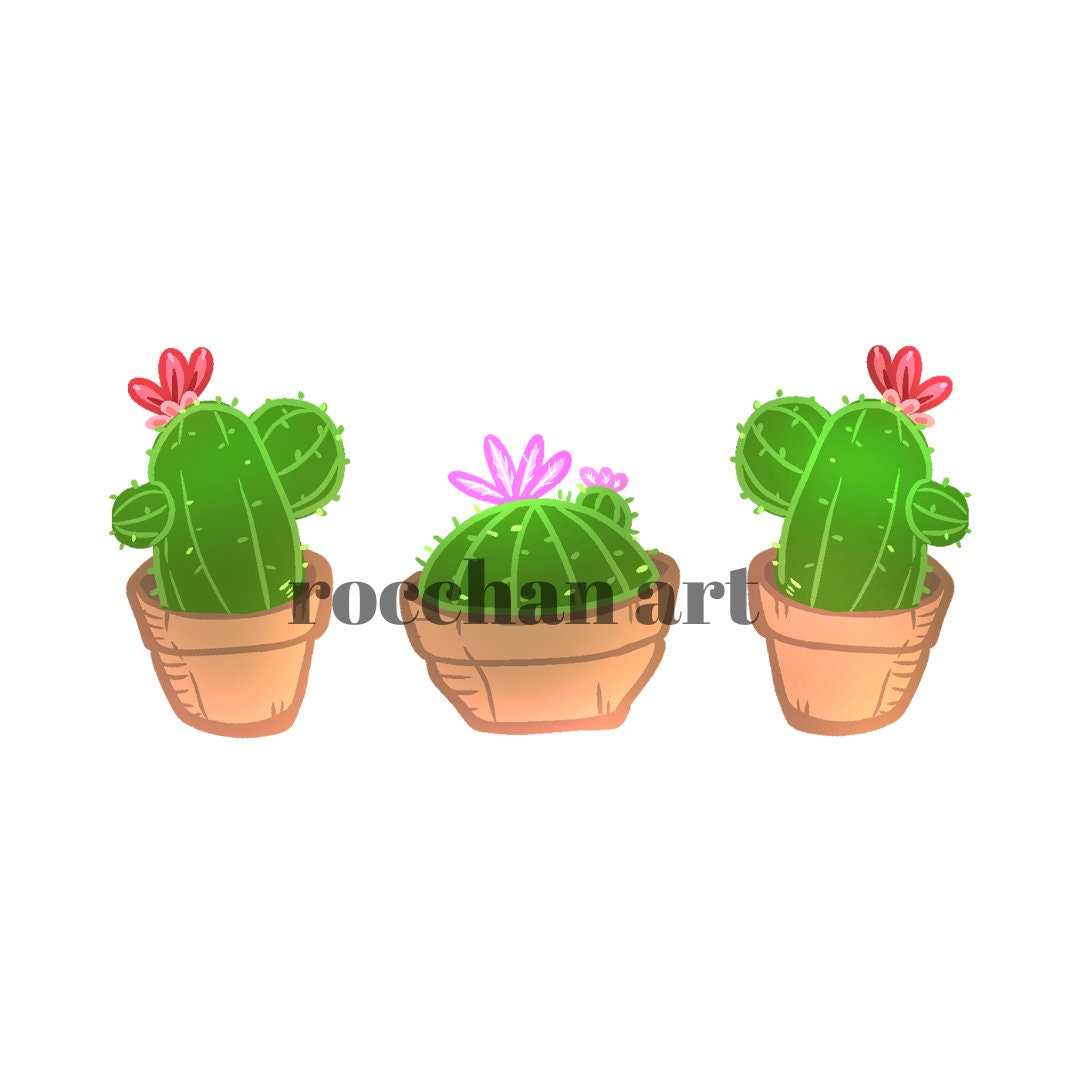 Clip Art Cactus - Clip Art Plants- Clip Art Cute - Cute Art Png - Etsy
