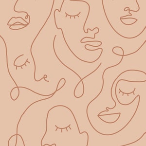 Minimalist Neutral Face Line Art Digital Print - Etsy