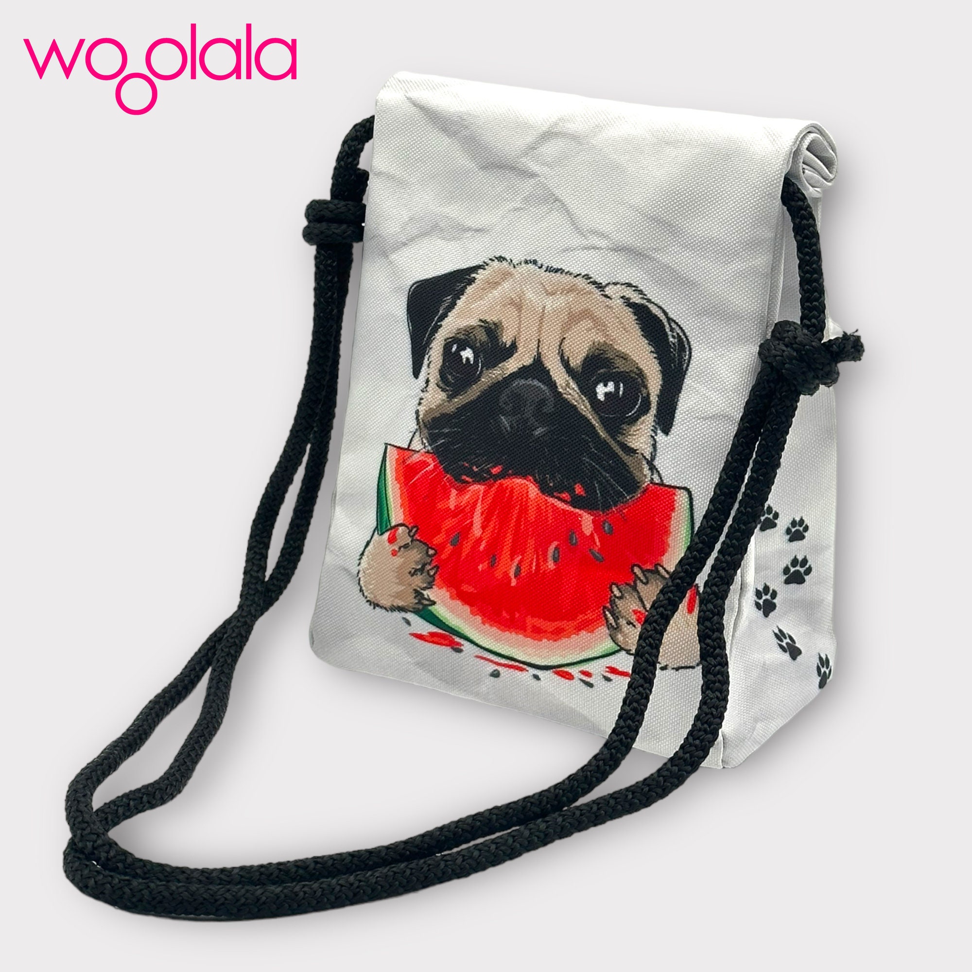 Quirky Pug Puppy Dog Watermelon Backpack and Sling Crossbody Bag for ...