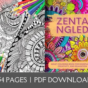 Zentangle Coloring Book, Printable Art, Digital Download, Coloring ...