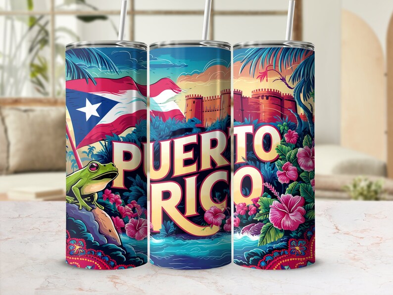 Puerto Rico Tumbler Wrap PNG, Coqui Frog, 20 Oz Skinny Tumbler ...