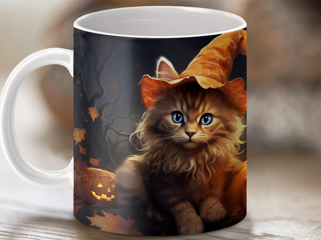 Halloween Cat Witch Mug Wrap: Spooky Season Sublimation Design (PNG ...