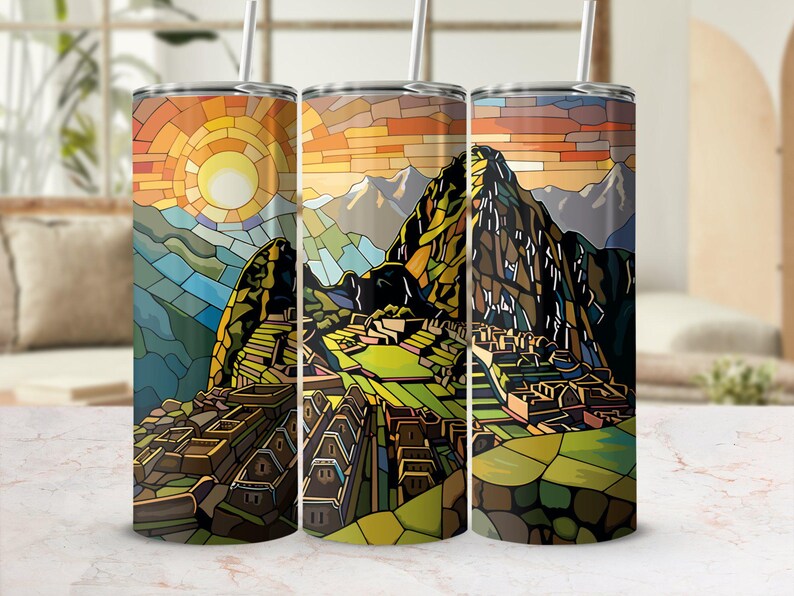 Stained Glass Machu Picchu Tumbler Wrap, 20 Oz Skinny, Peru, Inca ...