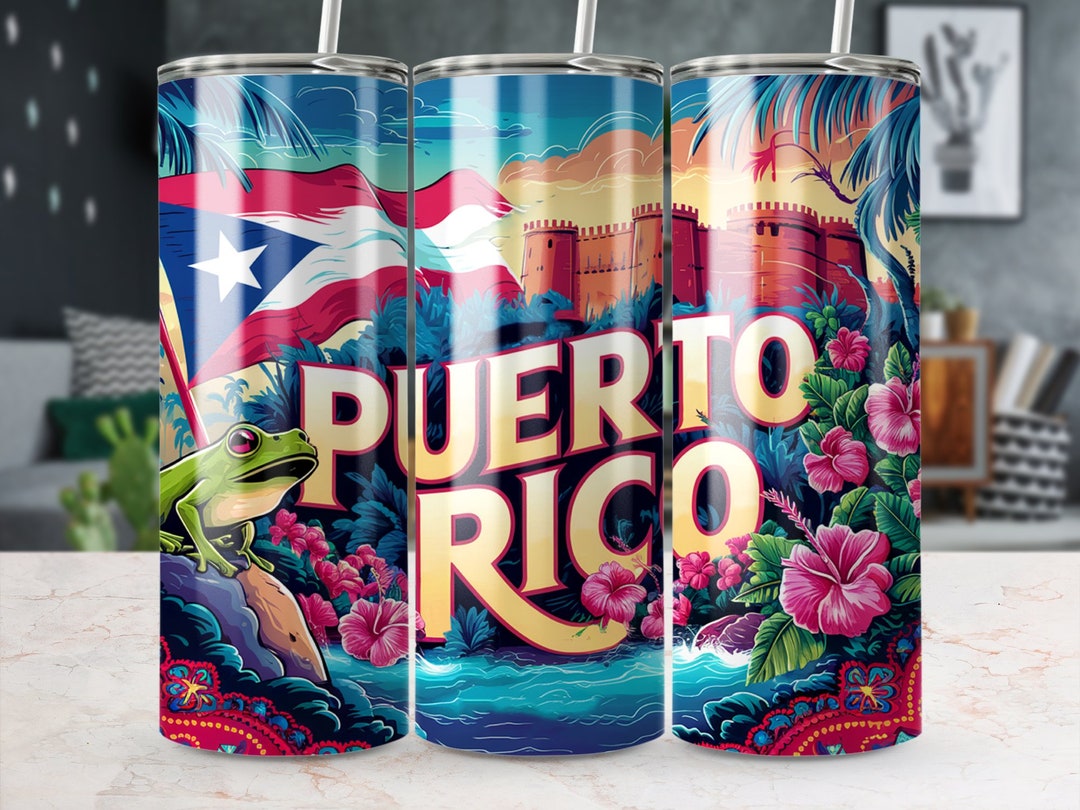 Puerto Rico Tumbler Wrap: Coqui Frog, Hibiscus, El Morro (digital ...