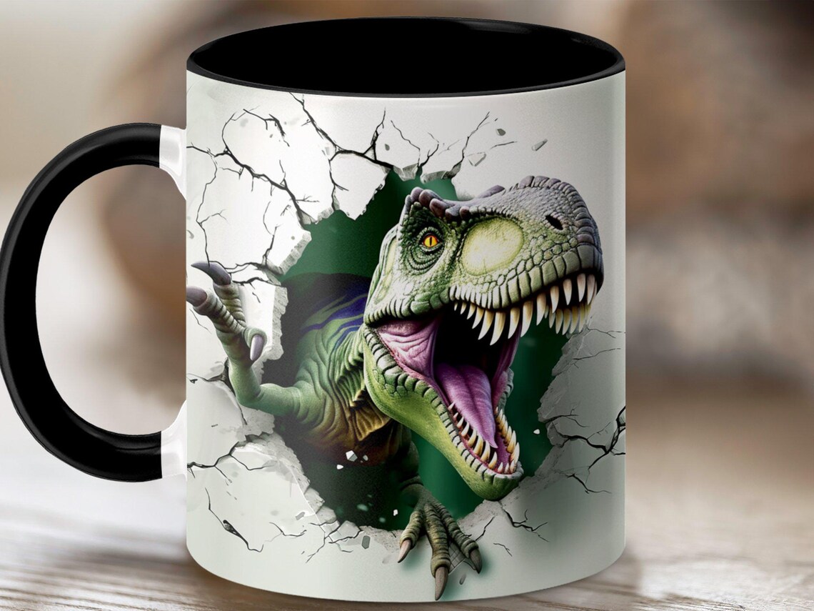 Personalized 3D T-rex Dinosaur Mug Wrap Sublimation Design (digital ...