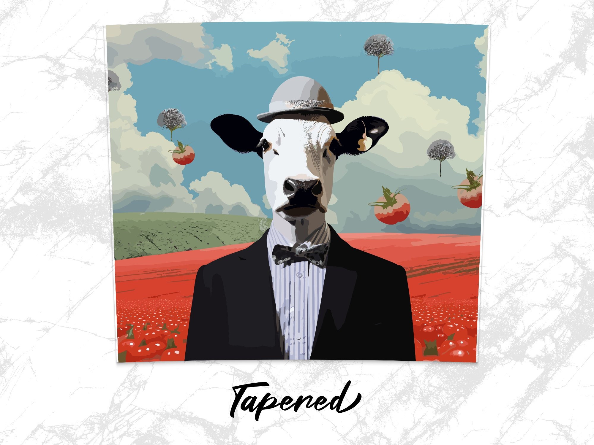 Magritte Cow Collage 20 Oz Tumbler Sublimation Design, Straight ...